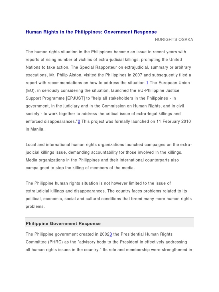 Human Rights Issues in the Philippines | PDF | Human Rights | Applied ...