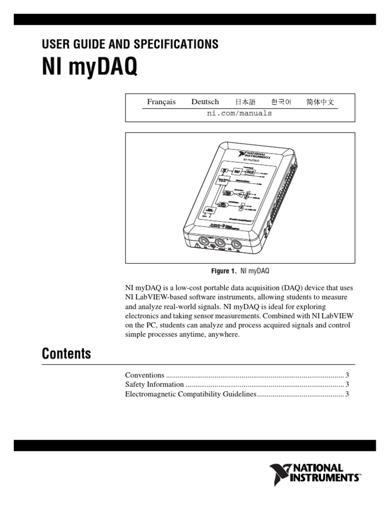 NI MyDAQ User Guide & Specifications | PDF | Power Supply | Resistor