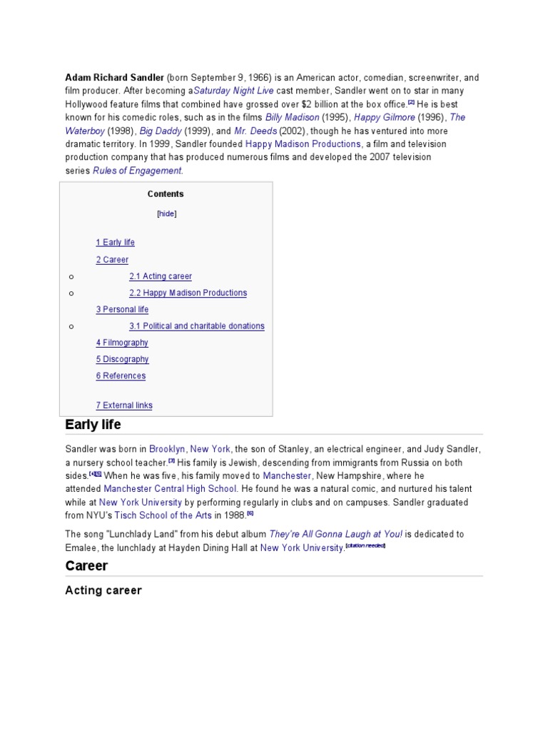 Adam Sandler | PDF | Mystery, Thriller & Crime Fiction