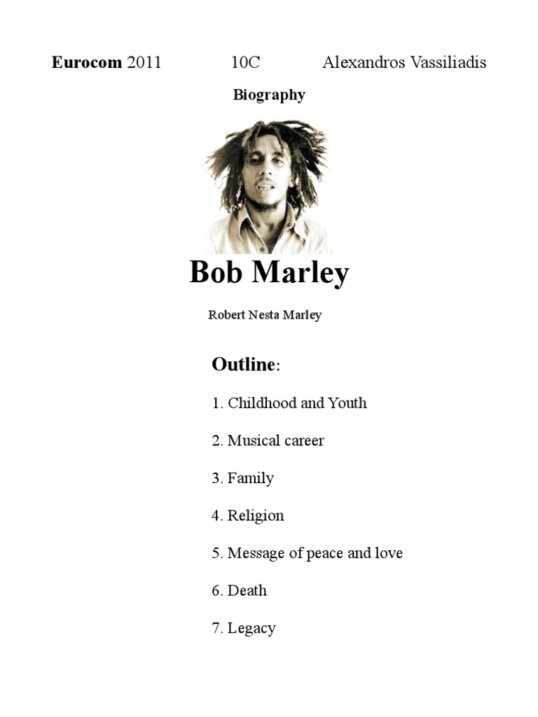 Bob Marley Biographyhuhui | PDF | Bob Marley | Jamaican Styles Of Music