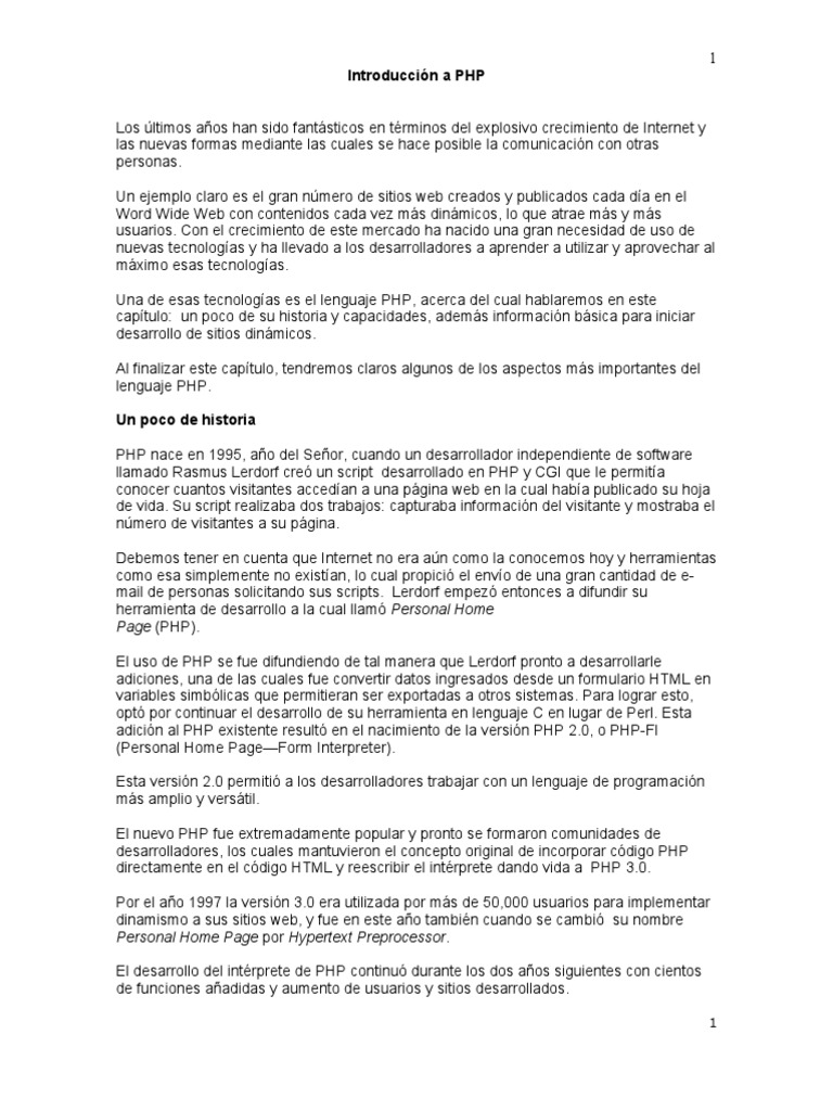 Introducción A La Programación en PHP | PDF | Php | Servidor web
