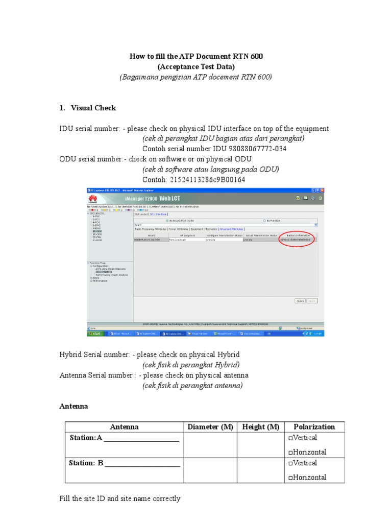 ATP Document RTN 600 Filling Guide | PDF | Antenna (Radio) | Radio ...