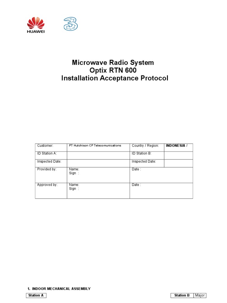 Installation ATP For RTN 600 Huawei | PDF | Cable | Antenna (Radio)