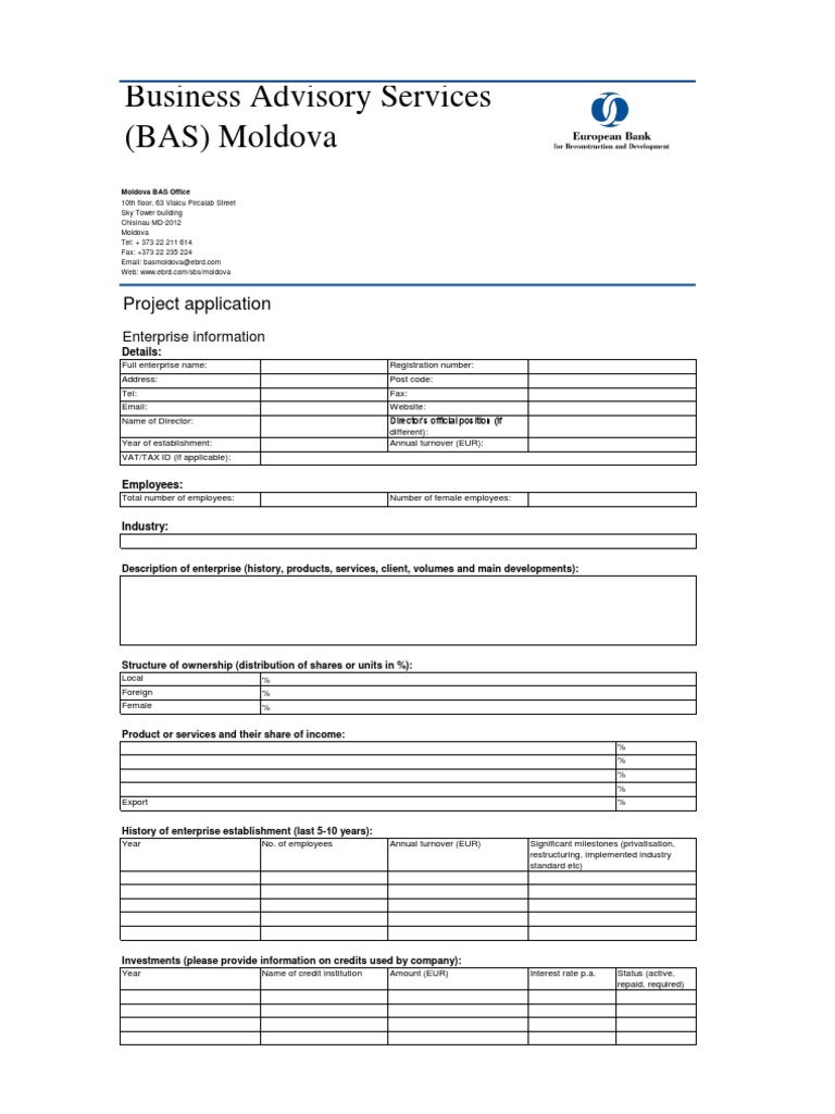 BAS Application Form Moldova.1-2 | PDF | Consultant | Employment