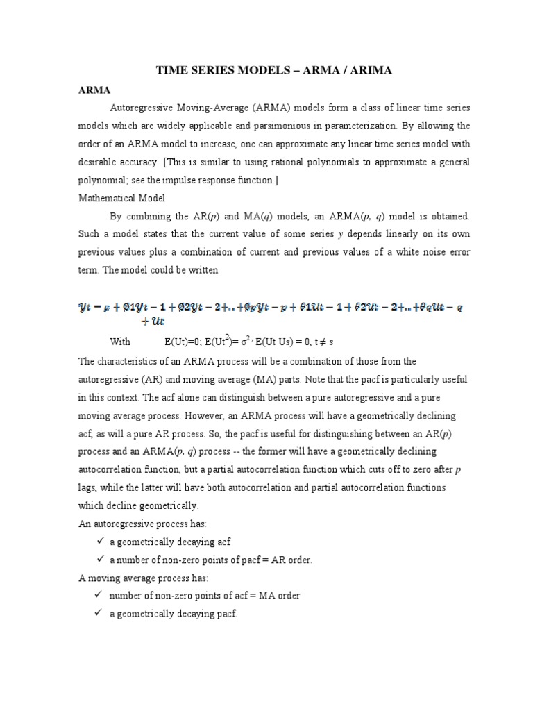 Arma Arima | PDF | Autoregressive Model | Autoregressive Integrated Moving Average
