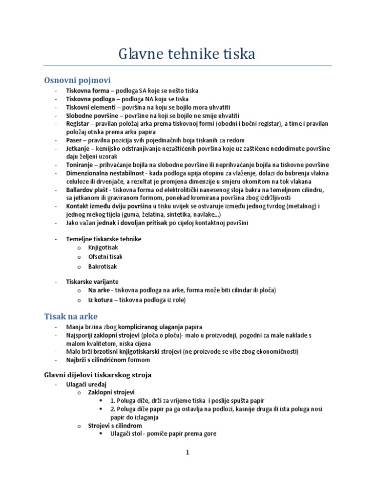 Glavne Tehnike Tiska | PDF