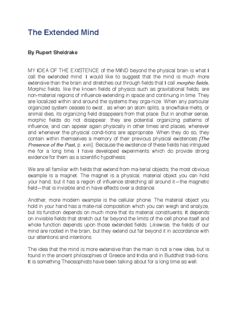 The Extended Mind | PDF | Mind | Visual Perception