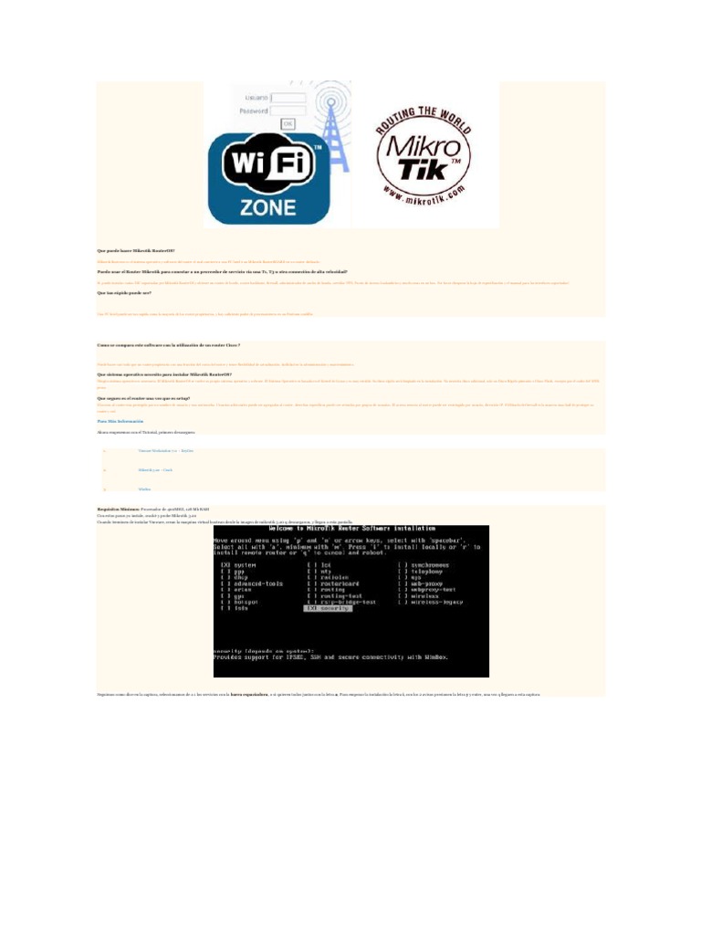 Guía de Instalación de Mikrotik RouterOS 3.20 | PDF | Enrutador ...