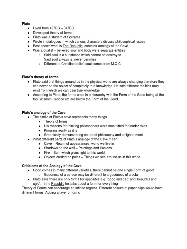 Plato and Aristotle Philosophy Notes | PDF | Plato | Causality