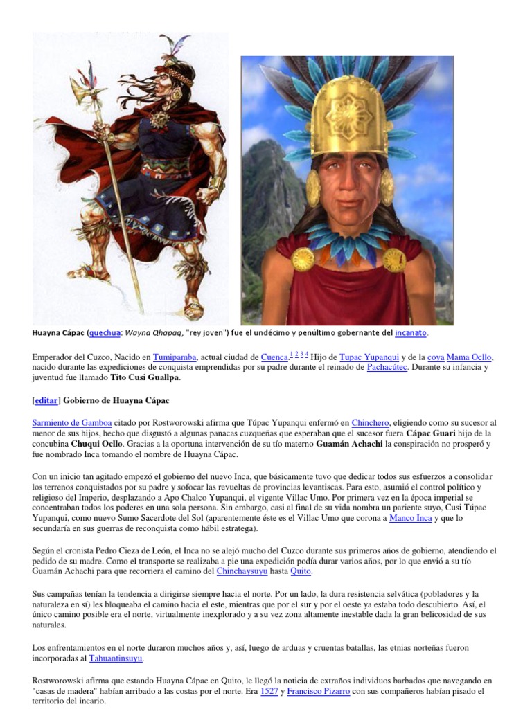 Gobierno y campañas de Huayna Cápac | PDF | Imperio Inca | Conflicto armado