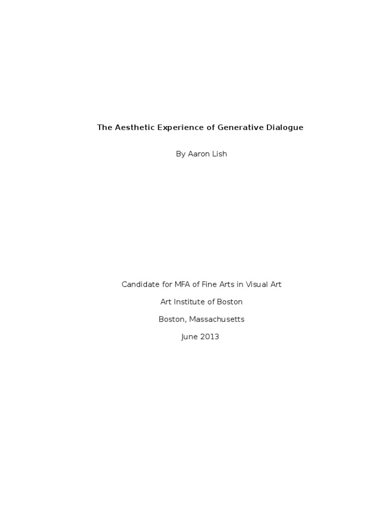 The Aesthetic Experience of Generative Dialogue | PDF | Aesthetics ...