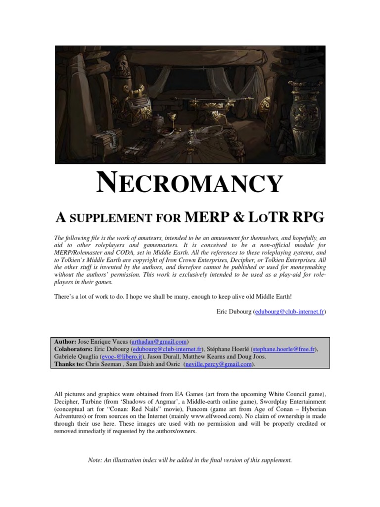 MERP (Fan-Made) - Necromancy. A Supplement For MERP | PDF | Elf (Middle ...