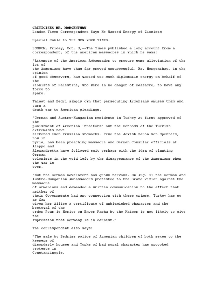 1915-10-8 Criticises MR Morgenthau | PDF