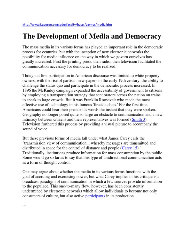 Media's Role in Democracy Evolution | PDF | History