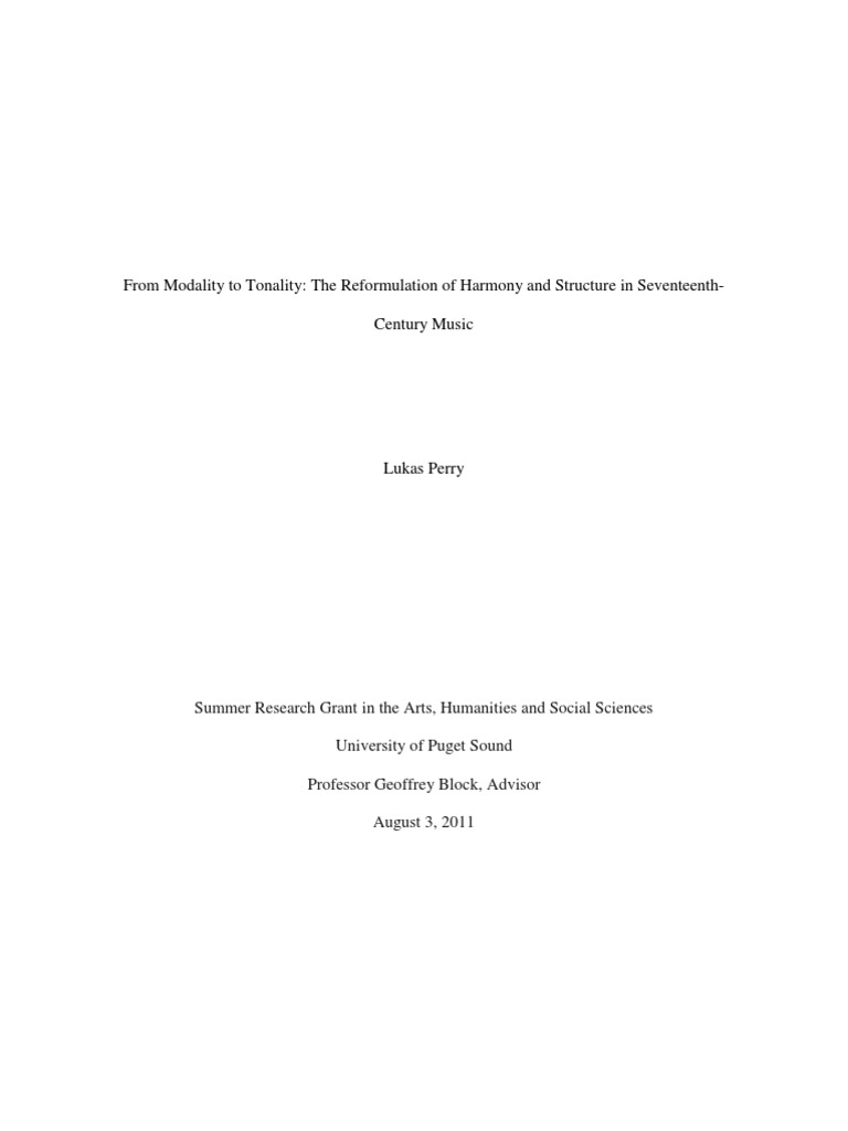 From Modality To Tonality | PDF | Mode (Music) | Harmony