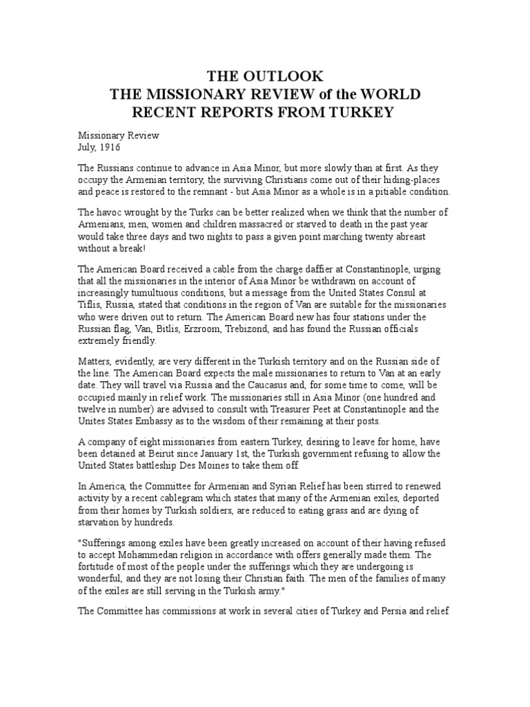 1916-July Recent Reports From Turkey | PDF | Anatolia | Turkey