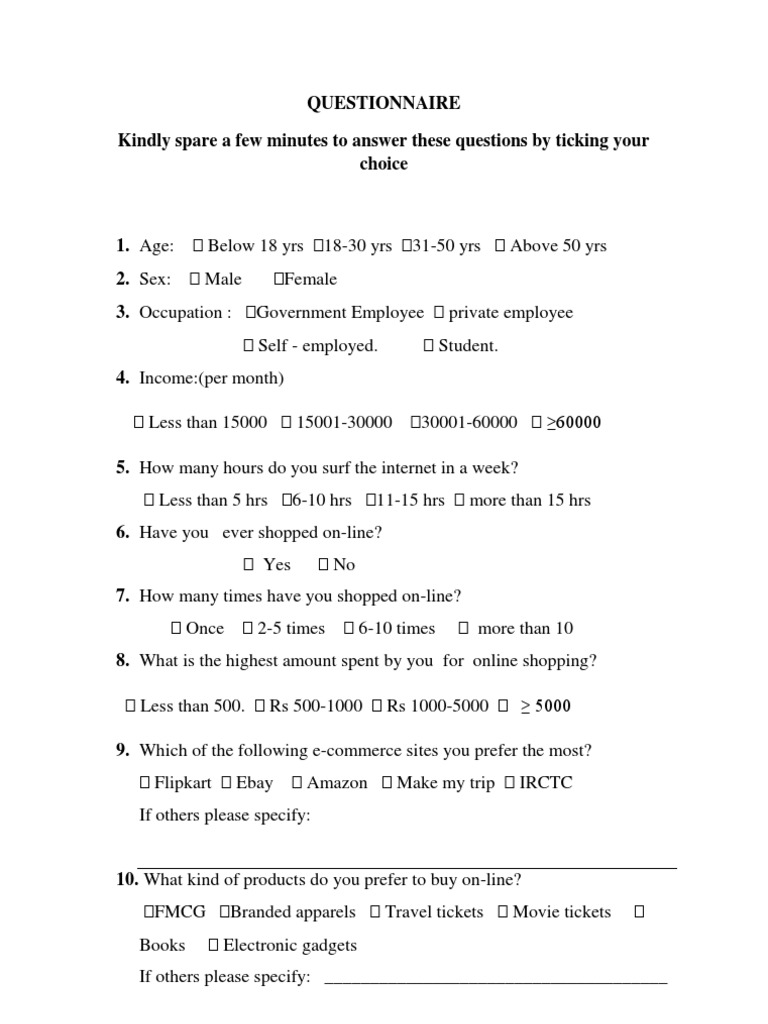 Questionnaire e Commerce | PDF | E Commerce | Internet