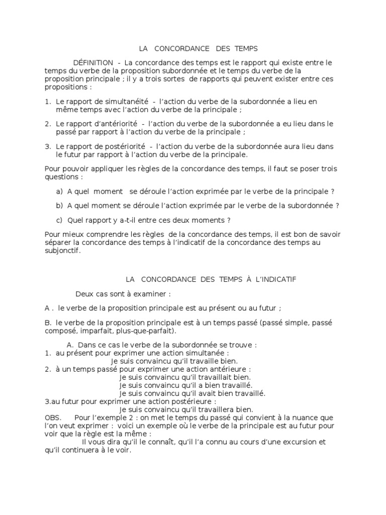 La Concordance Des Temps | PDF