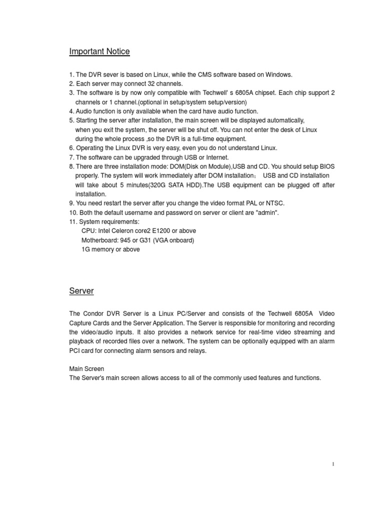 Linux-Based DVR Server Guide | PDF | Installation (Computer Programs ...