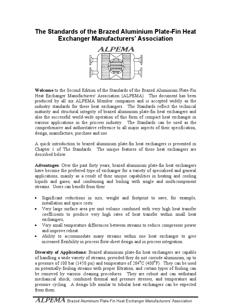 ALPEMA Standards Leaflet | PDF | Heat Exchanger | Heat