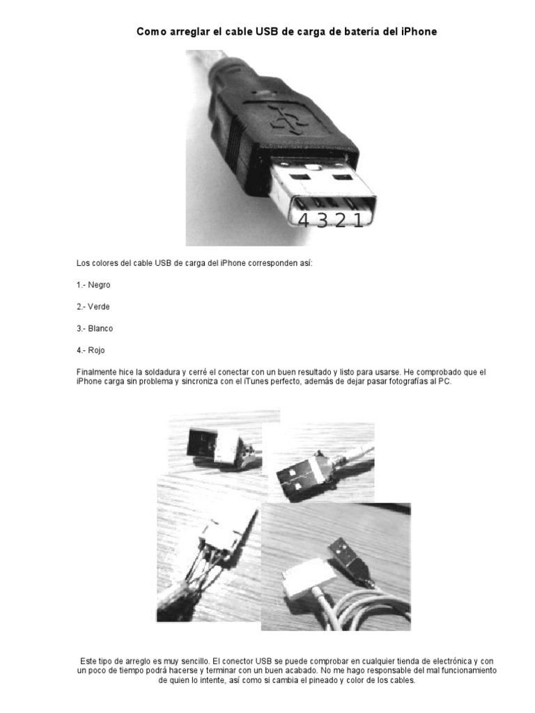 Como Arreglar El Cable USB de Carga de Bateria Del Iphone | PDF | Artes ...