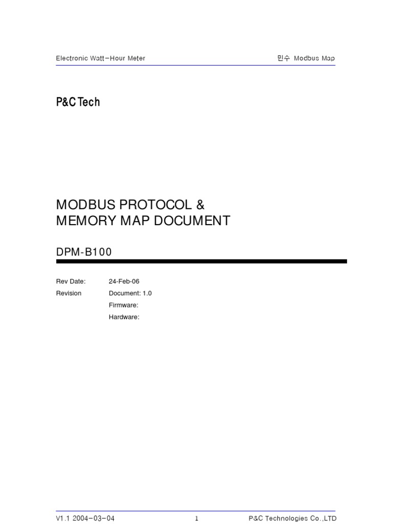 DPM b100 Modbus Map User | PDF | Data Transmission | Electronics