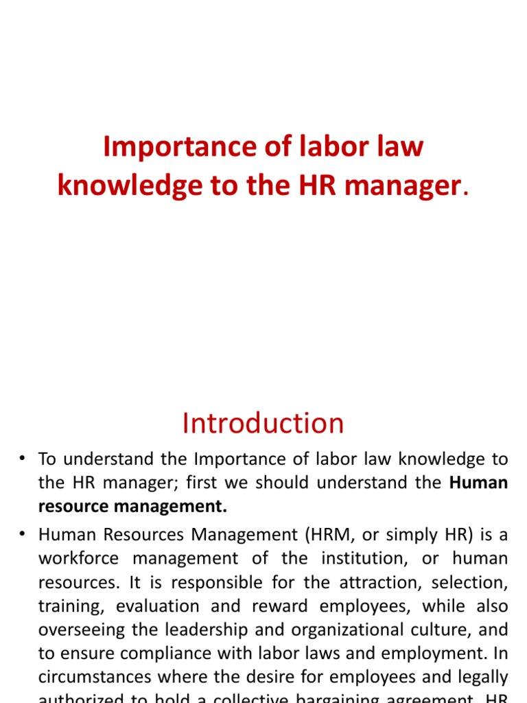 HR Managers and Labor Law Essentials | PDF | Human Resource Management ...