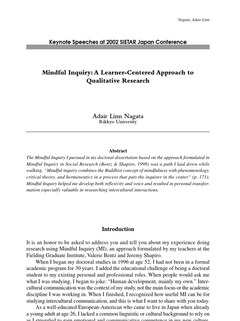 Mindful Inquiry: A Learner-Centered Approach To Qualitative Research ...
