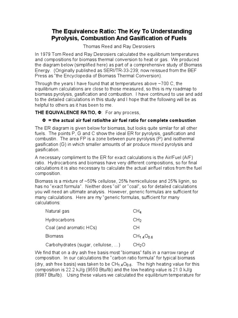 Equivalence Ratio in Biomass Gasification | PDF | Technology & Engineering