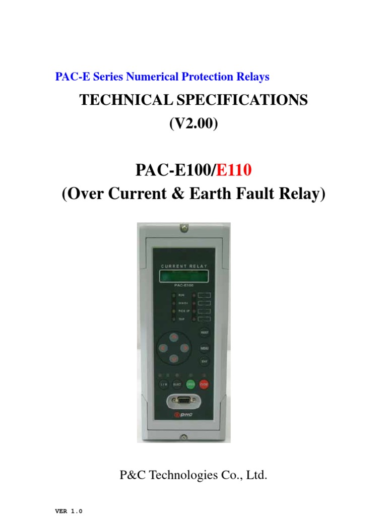 PAC-E100 Overcurrent Relay Specs | PDF | Relay | Analog To Digital ...