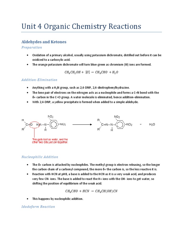 Unit 4 Organic Chemistry Reactions | PDF | Alcohol | Ester