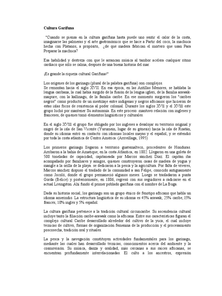 Cultura Garífuna | PDF | Belice | Cultura (general)
