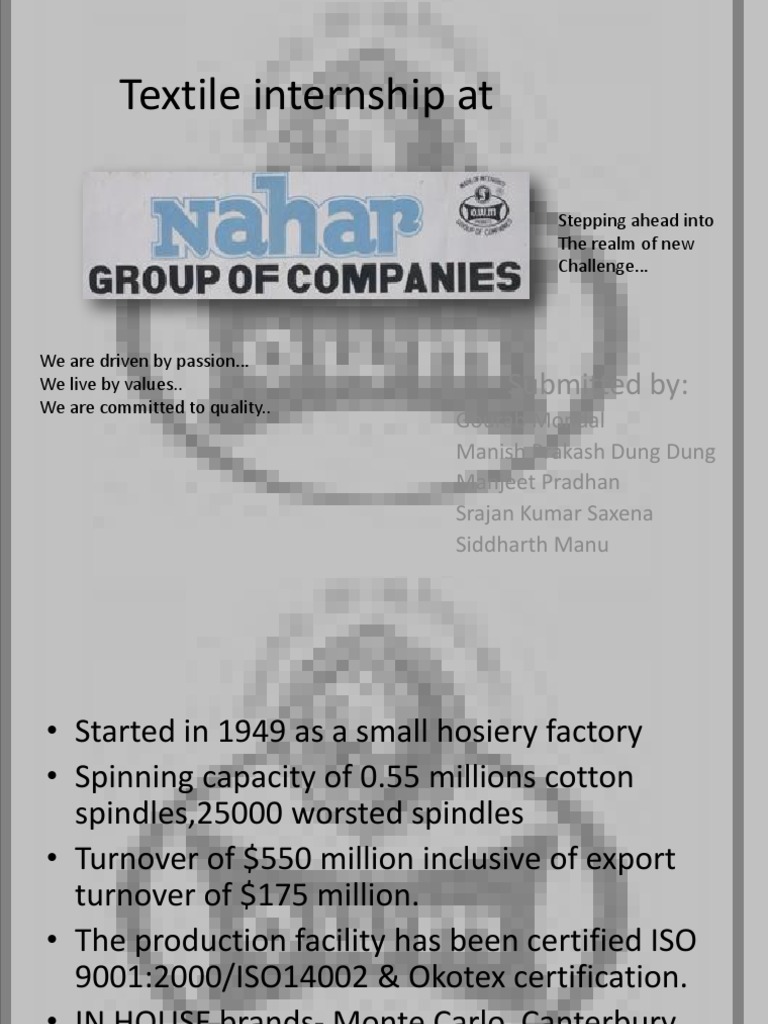 Internship @nahar | PDF | Spinning (Textiles) | Textiles