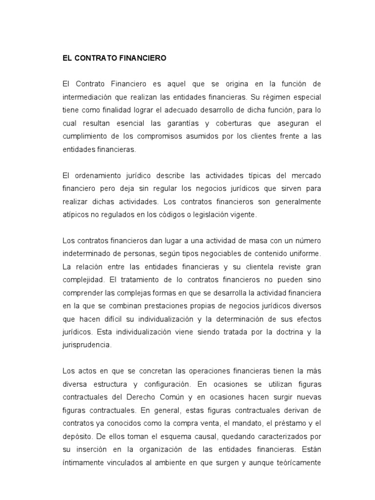 Contrato Financiero | PDF | Arrendamiento | Bancos
