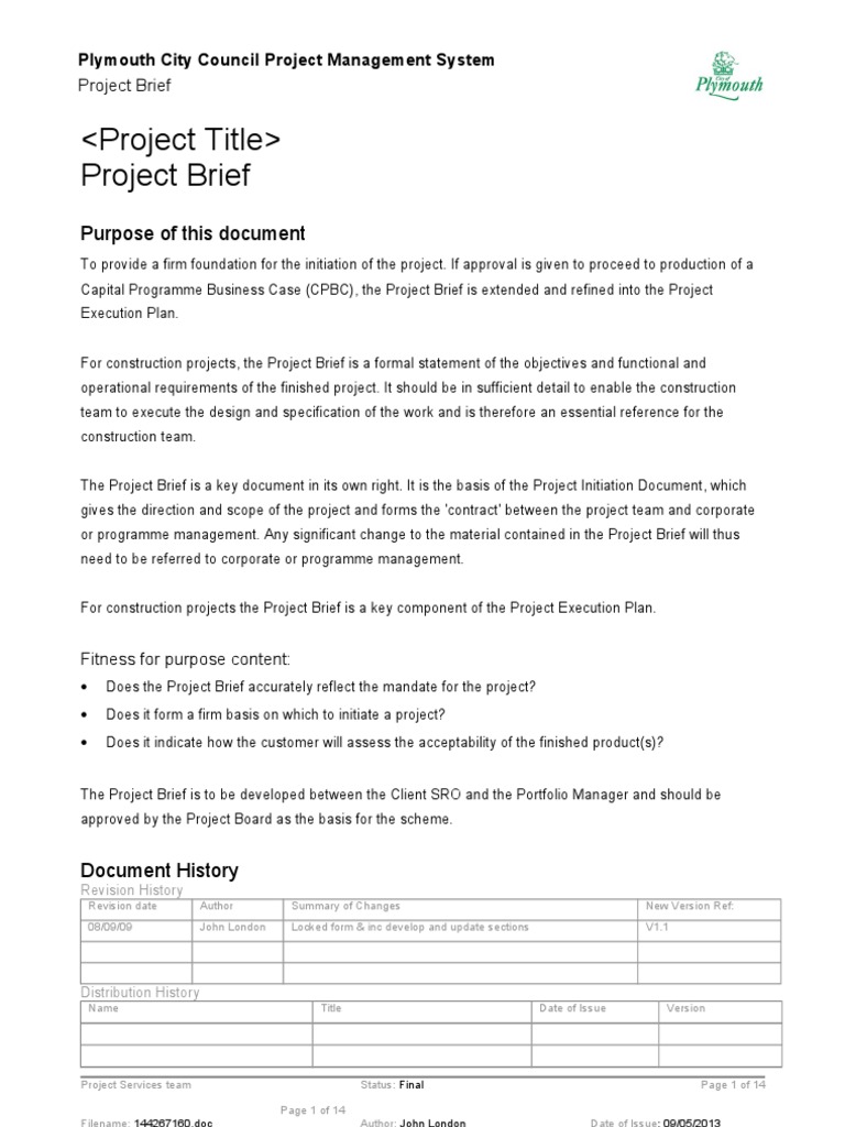 Construction Project Brief Template4 | PDF | Project Management ...