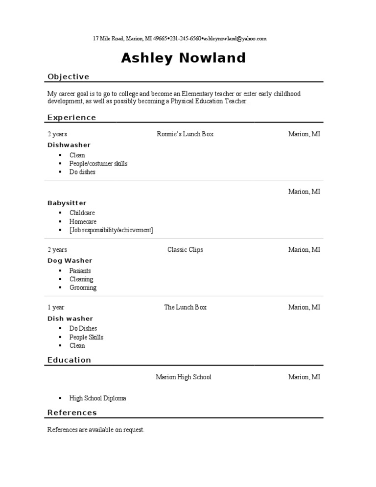 Ashley Nowland Resume: Education & Experience | PDF