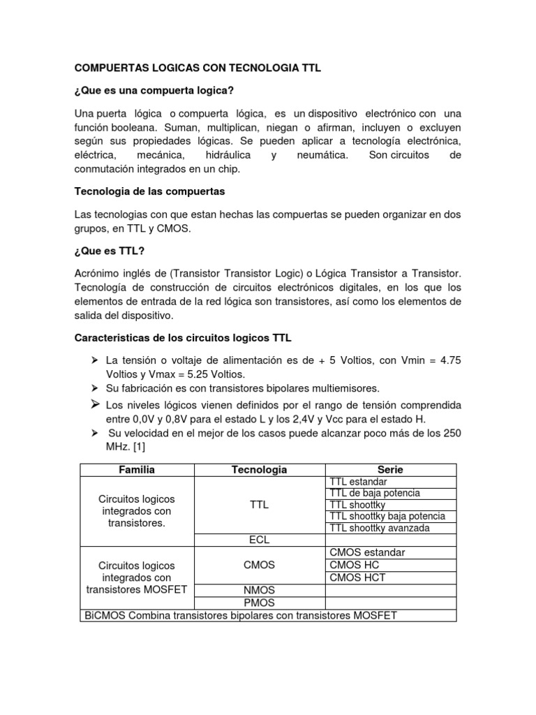 Compuertas Logicas Con Tecnologia Ttl | Puerta lógica ... Compuertas Logicas Con Tecnologia Ttl | Puerta lógica ...