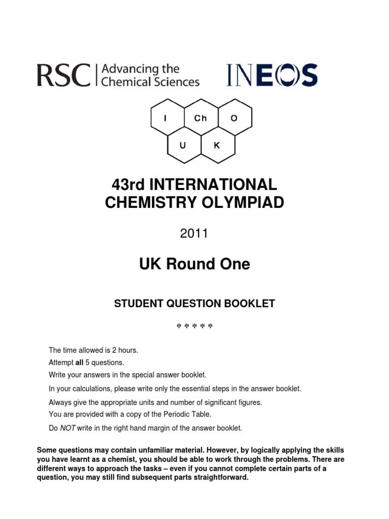 2011 British Chemistry Olympiad Test | PDF | Nuclear Magnetic Resonance ...