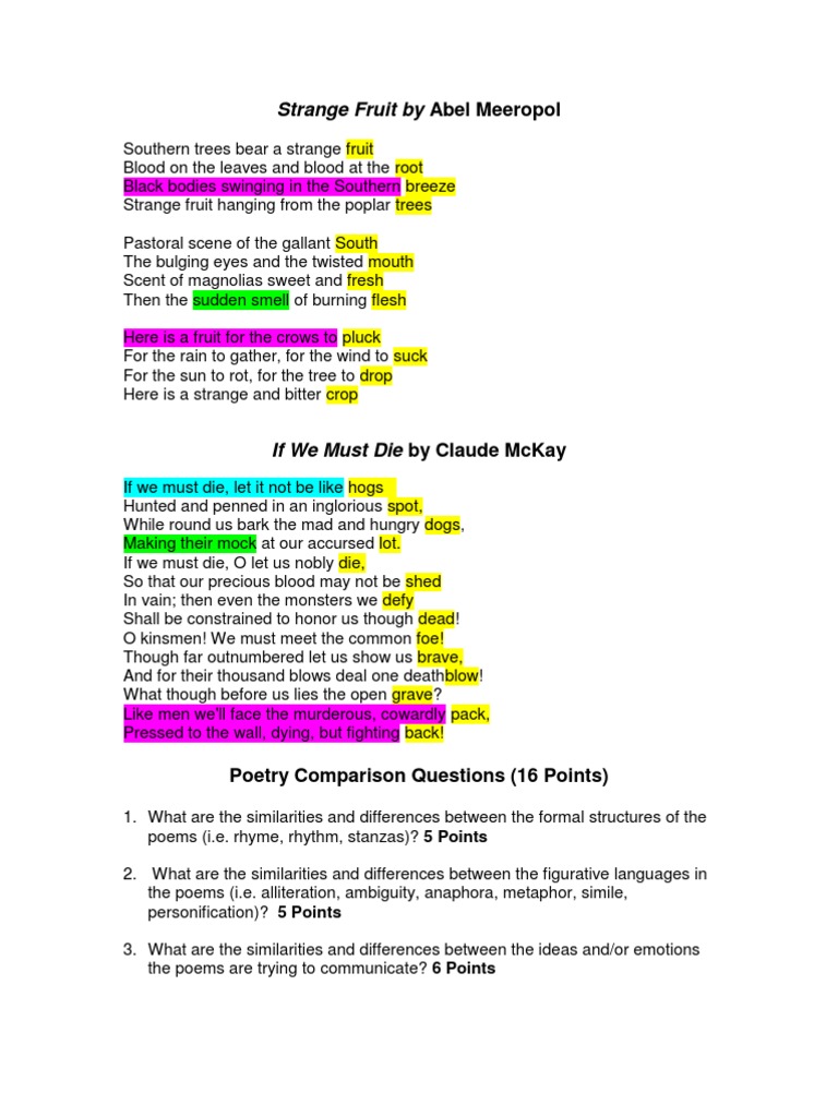 Poetry Comparison Quiz Example | PDF | Poetic Devices | Poetry