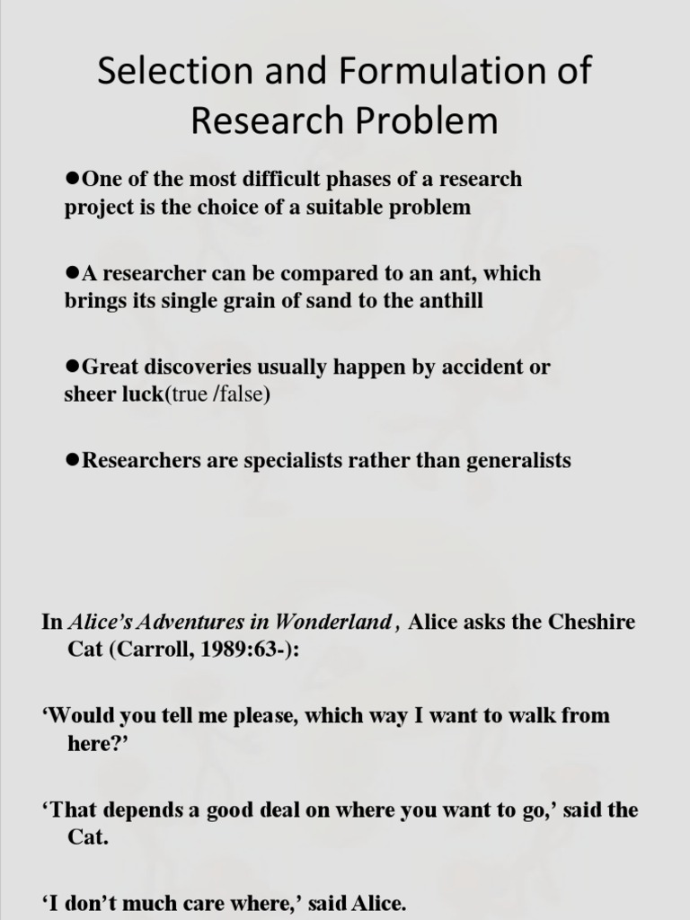 6. Selection and Formulation of Research Problem | Aggression ...