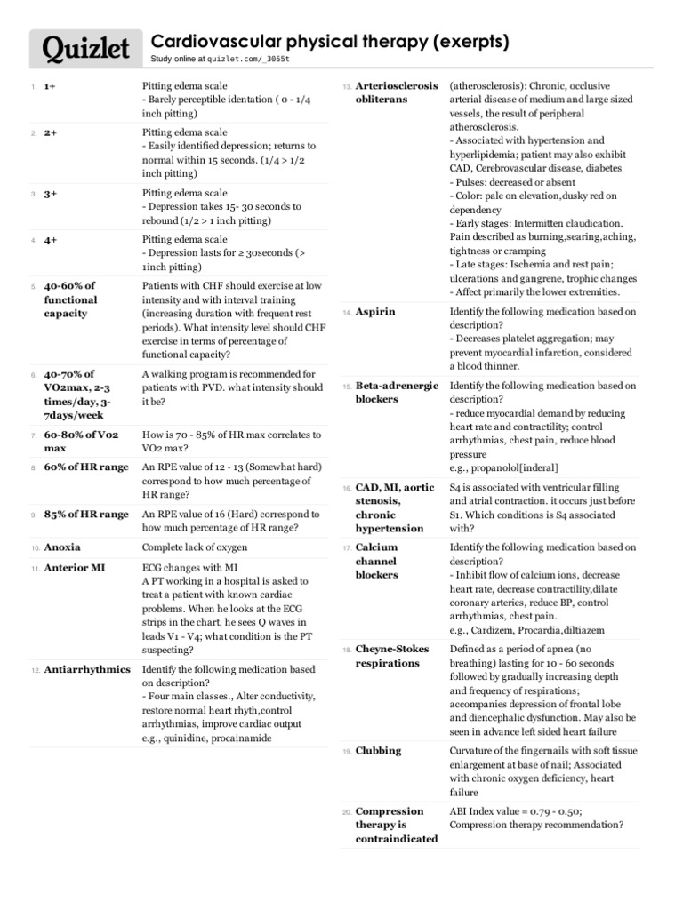 Cardiovascular Physical Therap | PDF | Heart Failure | Myocardial ...