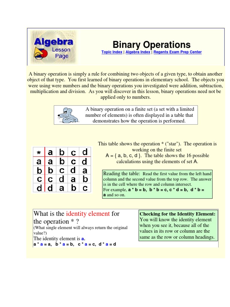 Binary Operations | PDF | Mathematical Analysis | Mathematical Concepts