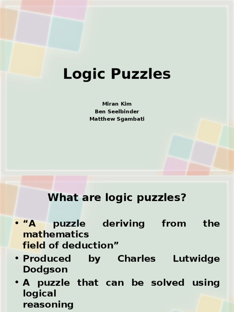 Logic Puzzle | PDF | Mathematical Logic | Formalism (Deductive)
