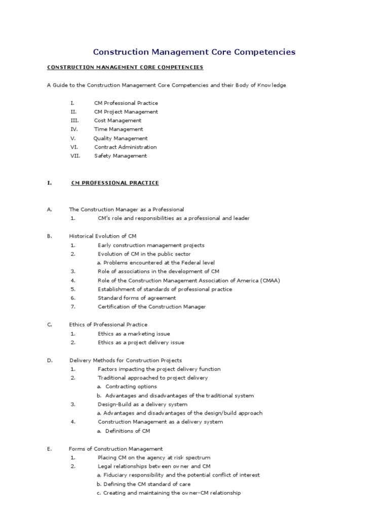 Construction Management Core Competencies | Download Free PDF ...