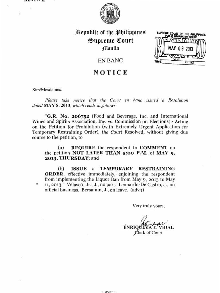 2025 Liquor Ban Temporary Restraining Order | PDF | Government ...