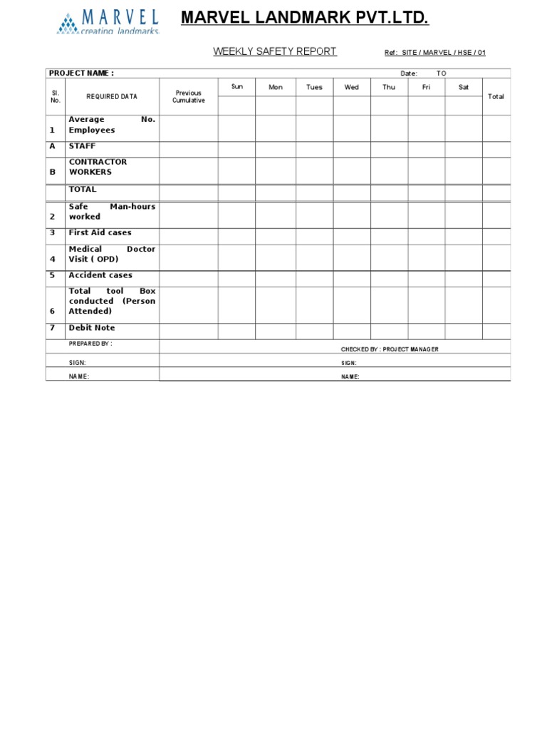 Weekly Safety Report Template | PDF