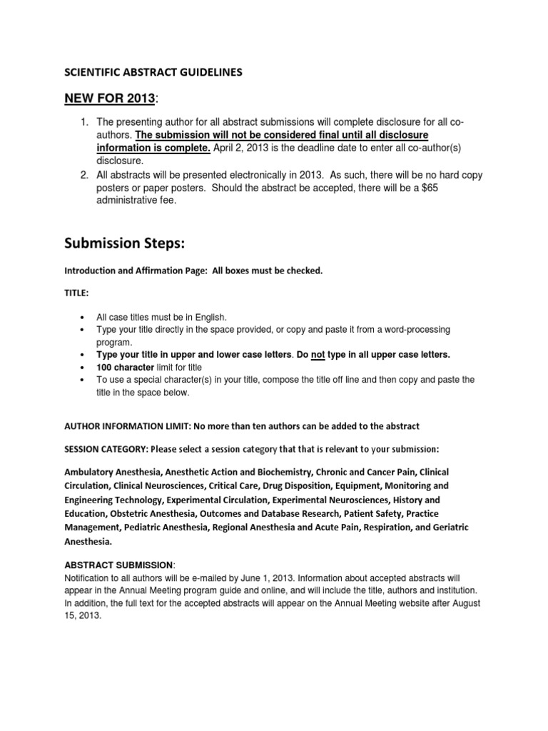 New Scientific Abstract Guidelines | PDF
