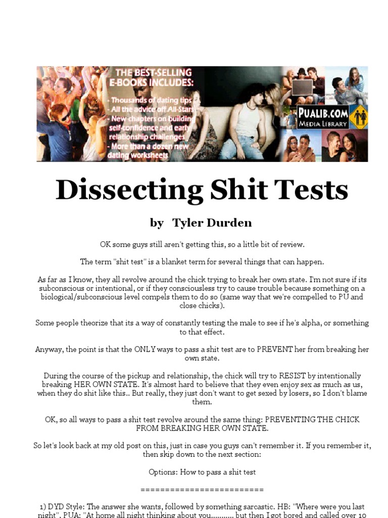 Dissecting Shit Tests | PDF | Language Arts & Discipline | Self-Improvement