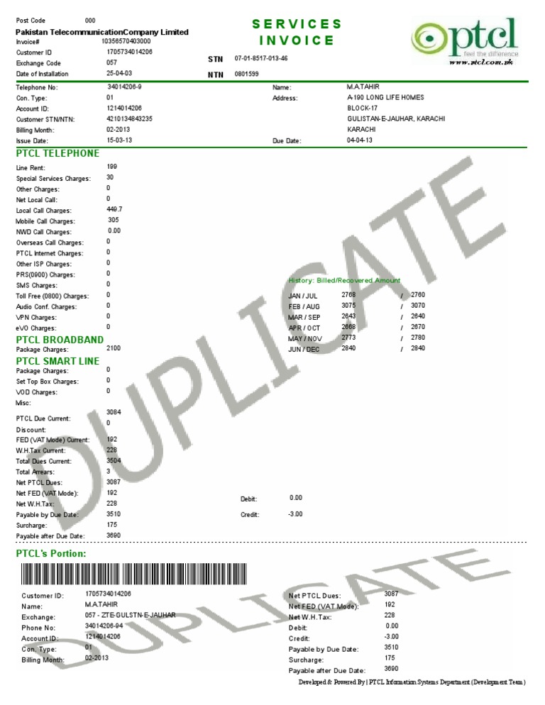 PTCL Bill Download and Payment Guide | PDF