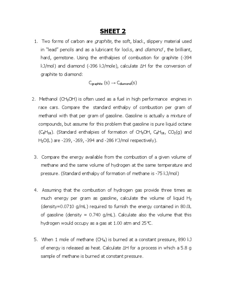 Sheet 2 | PDF | Combustion | Gasoline